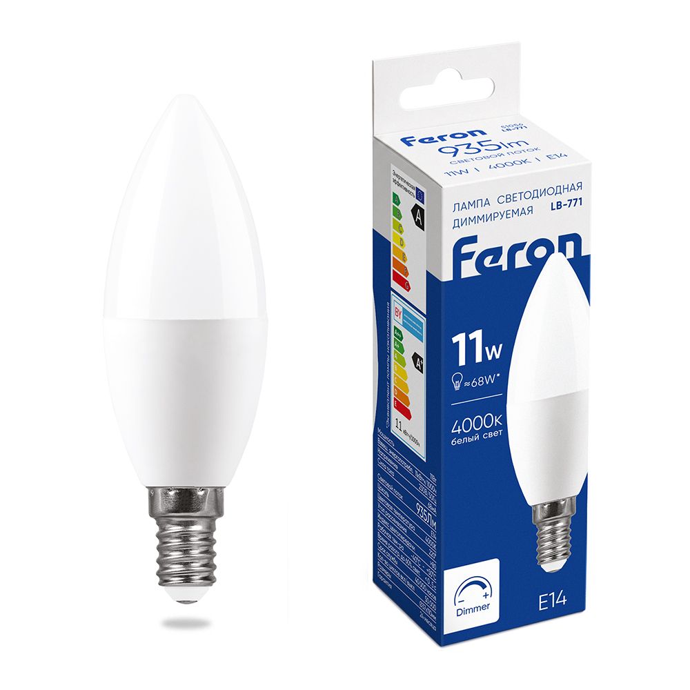 Лампа светодиодная диммируемая LB-771 Свеча E14 11W 230V 4000K FERON 51056