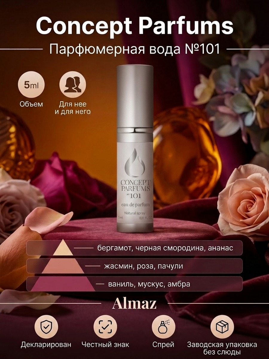 Concept Parfums 101 Парфюмерная вода Унисекс 5мл амбровые, цветочные