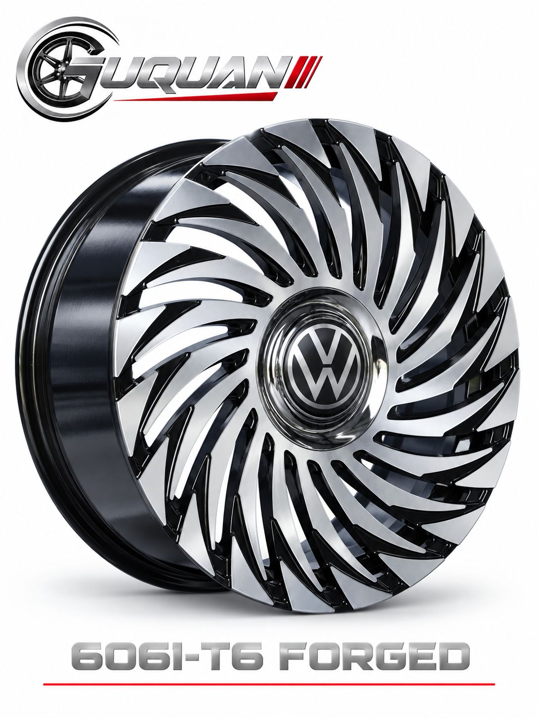 Кованый колесный диск ABW 3264Z1880-3 R18 8J ET38 5x100, глянцевый черный с проточенной лицевой поверхностью