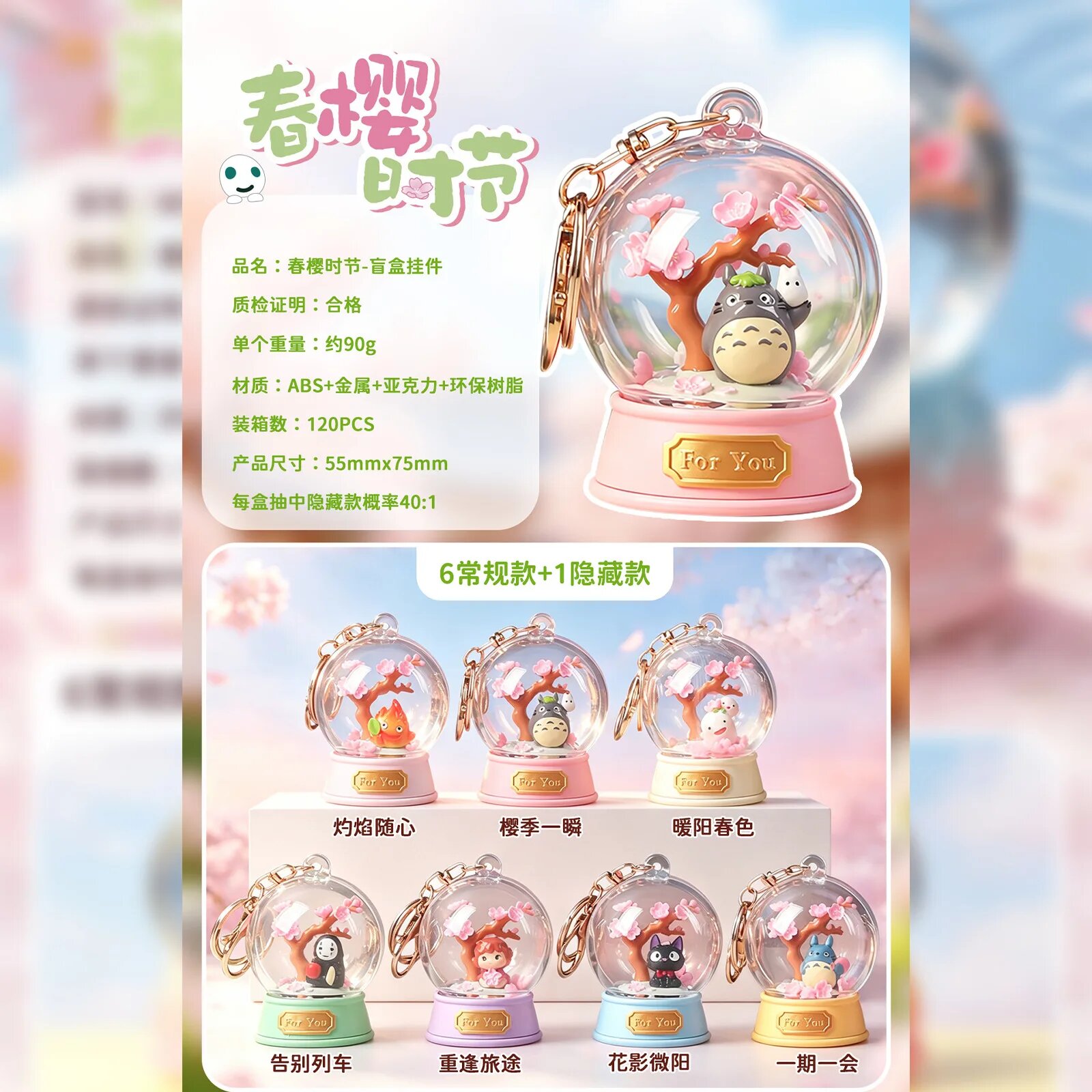 Брелок-сюрприз «Цветущие Цветы» из аниме Хаяо Миядзаки Bandai A set of 6 pcs