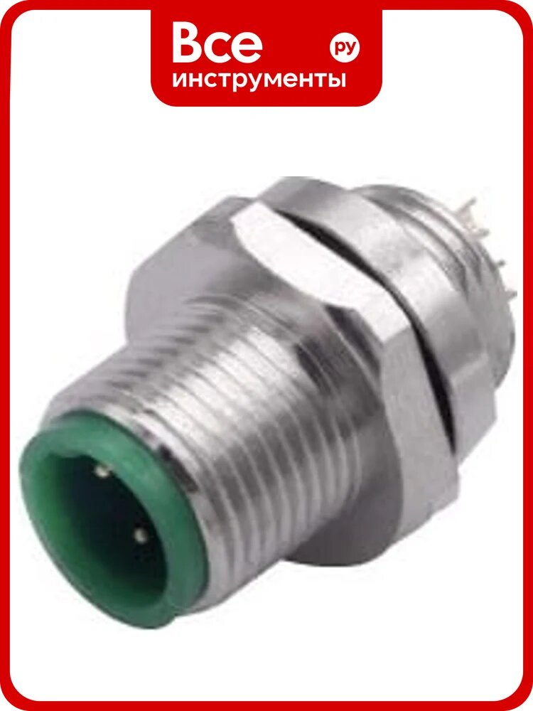 Монтажный разъем VELLEDQ FLQ-M12-M04(M12)-HB, Вилка, Прямой под пайку, Латунь никелированная 4-PINIP6760 AC/DC, 08-00024742