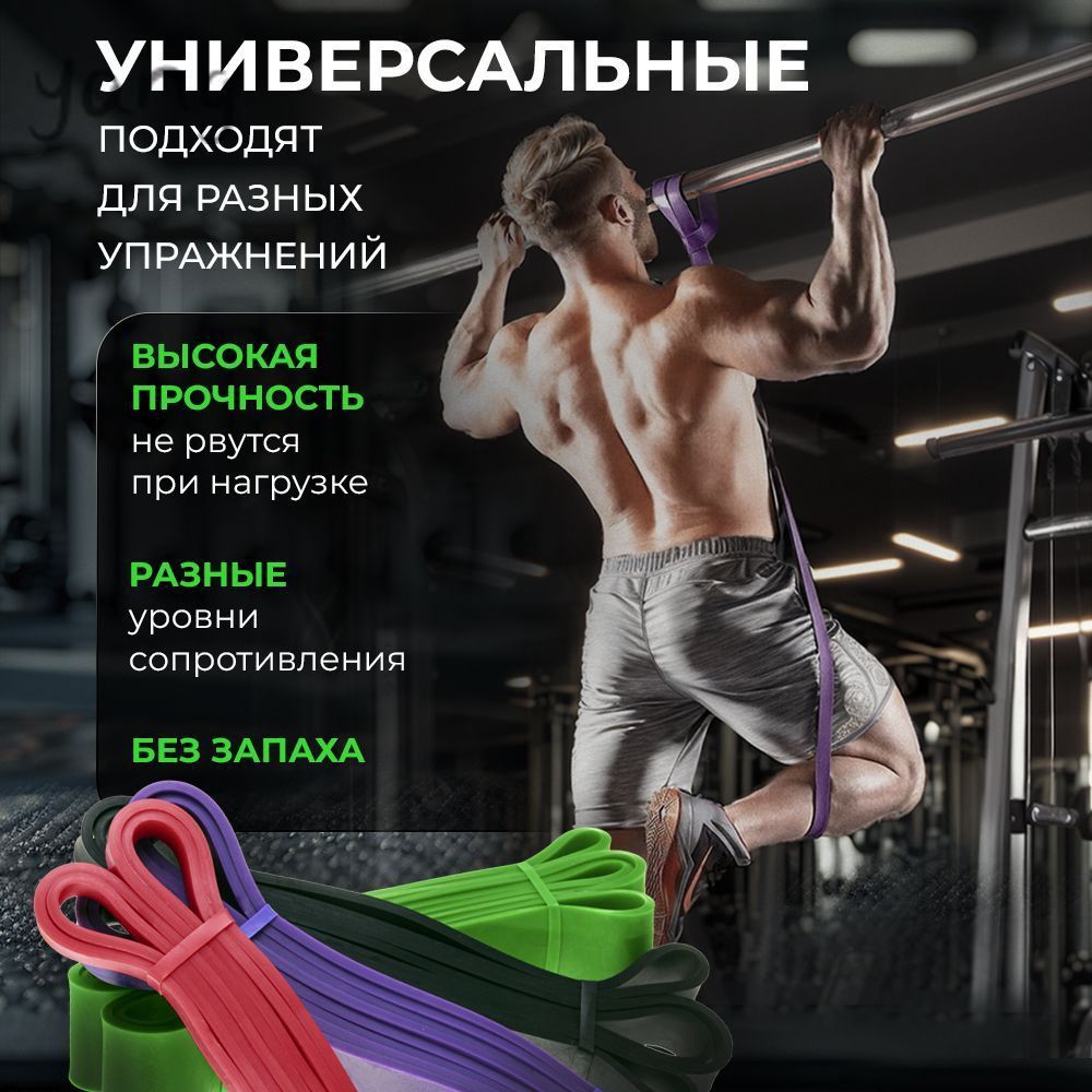 Резинки для фитнеса 4 штуки жгут для тренировок эспандер ленточный резинка для подтягивания на турник