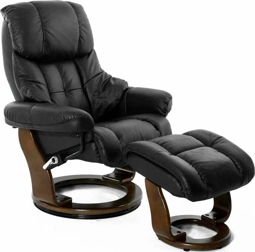 Мягкое кресло с реклайнером для дома из натуральной кожи Relax Lux Black