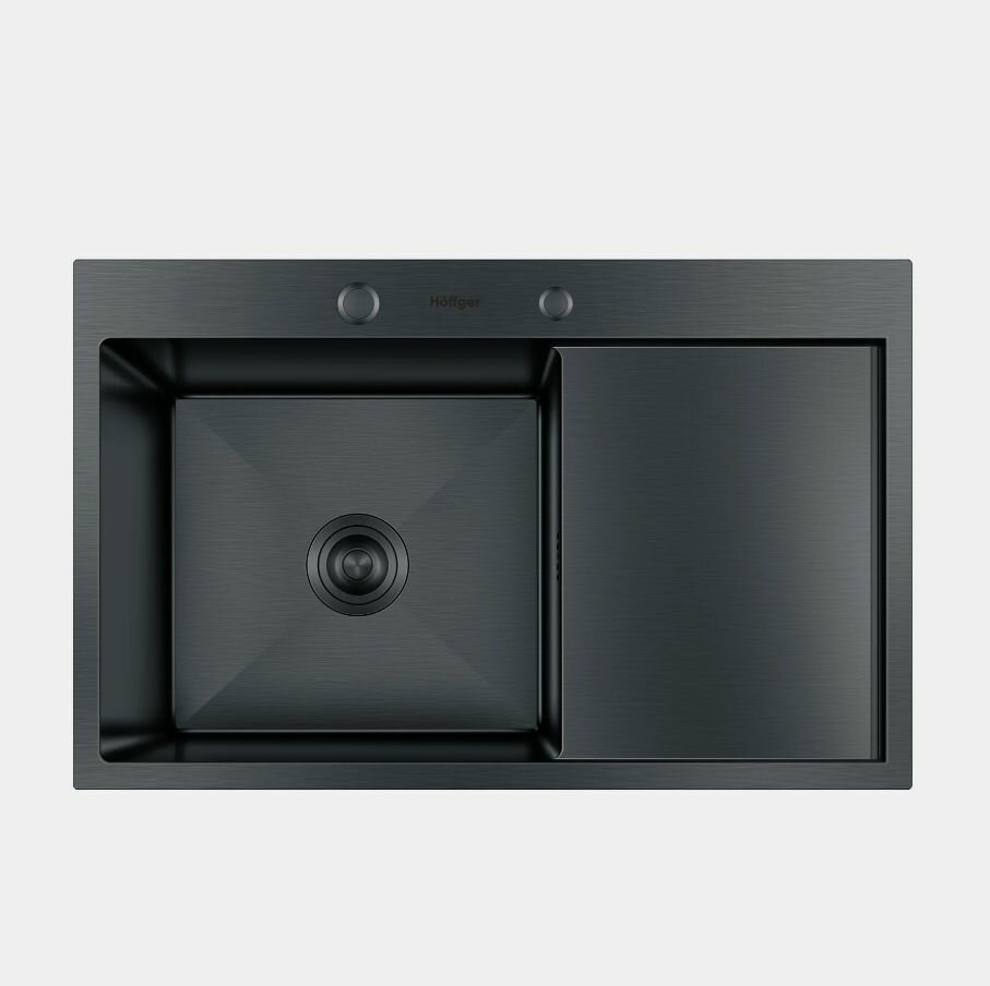 Мойка для кухни Hoffger 7850-L Black (Чёрная)левая чаша