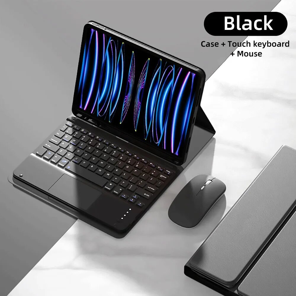Чехол для планшета iPad Pro 11 дюймов (2018/2020/2021/2022) с Bluetooth, русской сенсорной клавиатурой и мышью