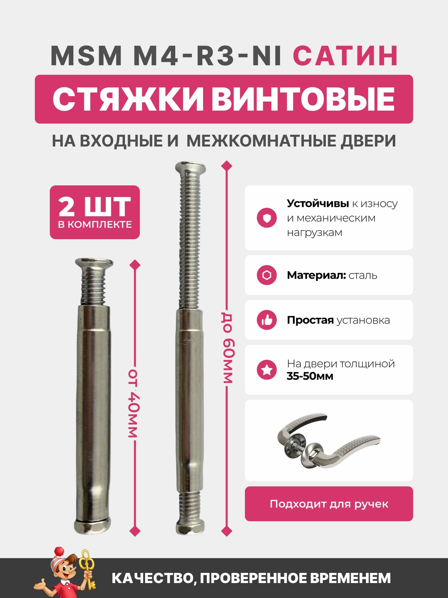 Стяжки для ручек MSM M4-R3-NI 2шт