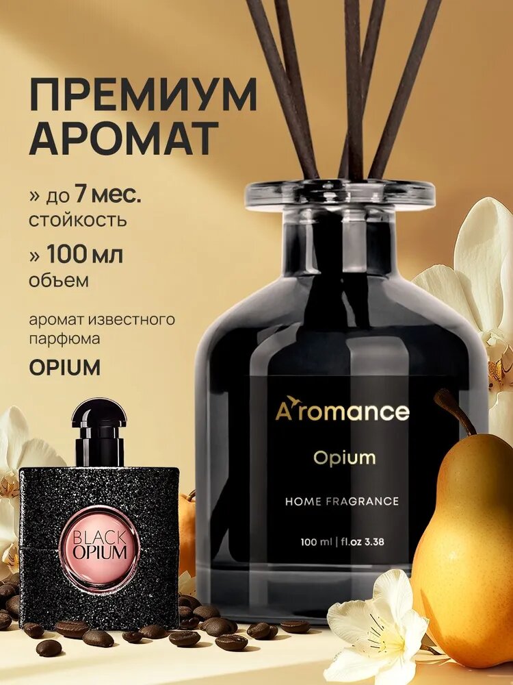 Аромадиффузор/Диффузор для дома / ароматизатор для дома с палочками Opium 100 мл Aromance-store