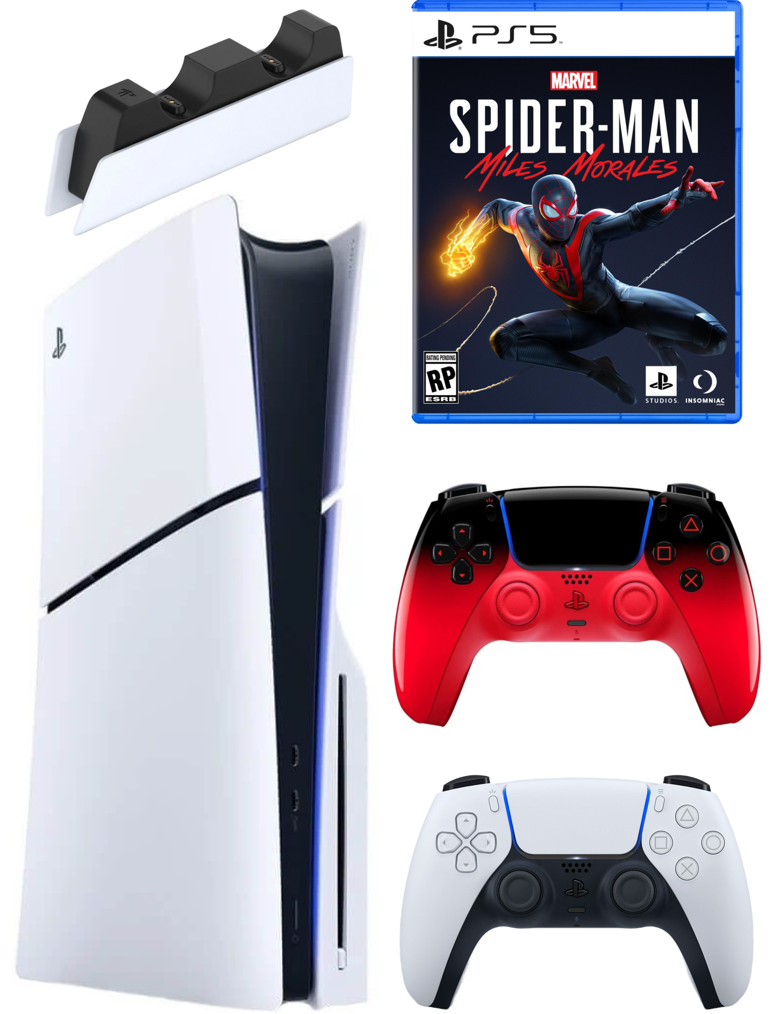 Игровая приставка Sony PS 5 Slim,1ТБ(с дисководом) +2-ой геймпад+Зарядная станция+Spider-Man: Miles Morales