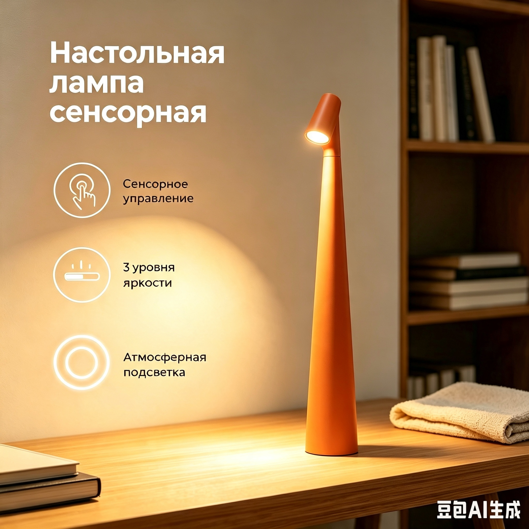 Лампа настольная сенсорная, ночникатмосферная лампа， 3 уровня яркости