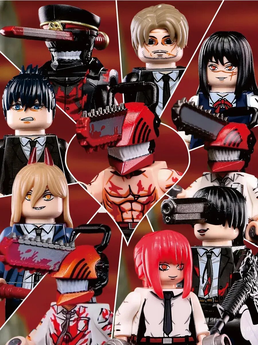 Аниме фигурки Человек бензопила, 10 шт, совместимы с LEGO