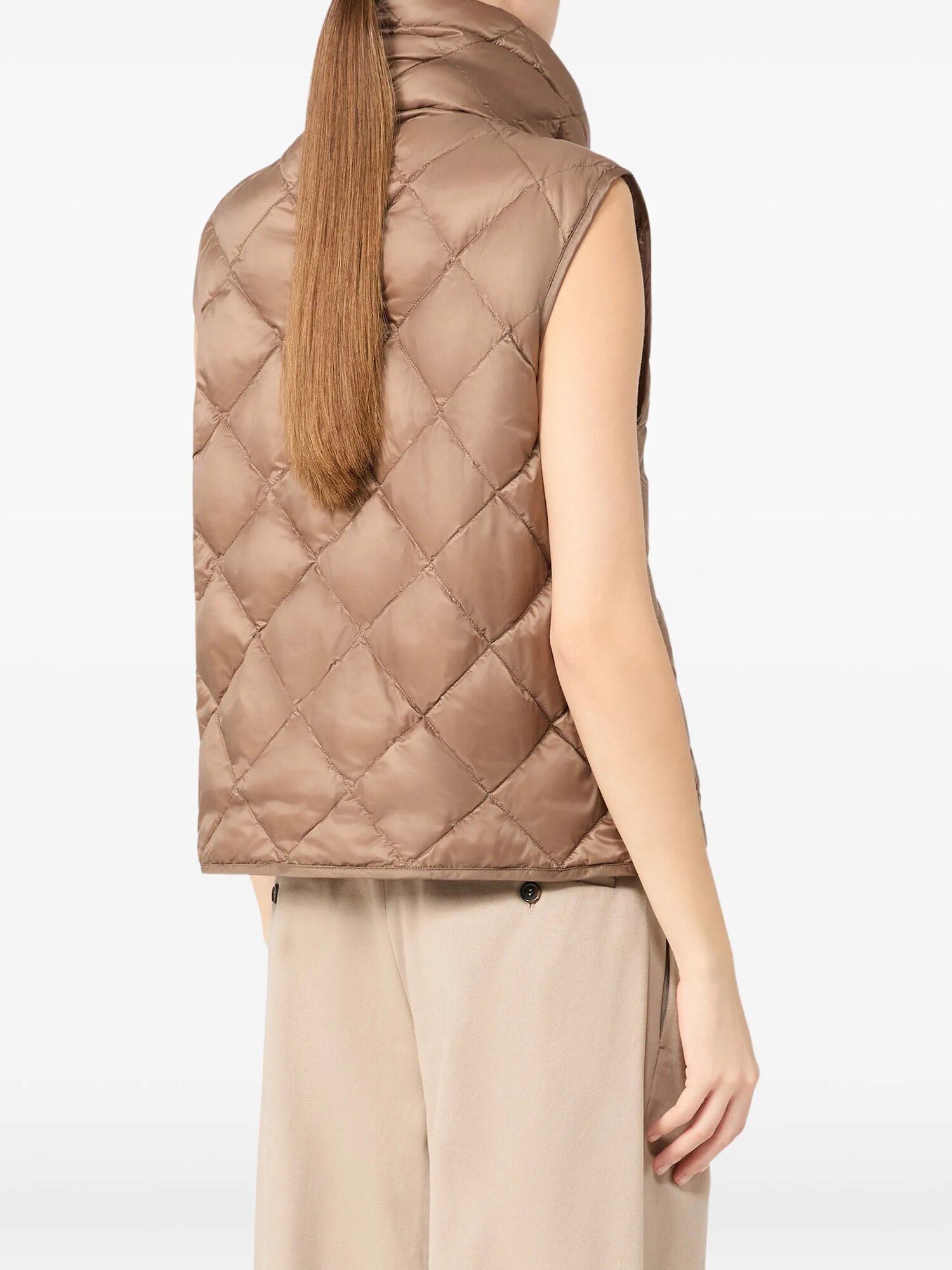 Пальто Max Mara Quilted drawstring gilet, размер 46, brown — фото 1