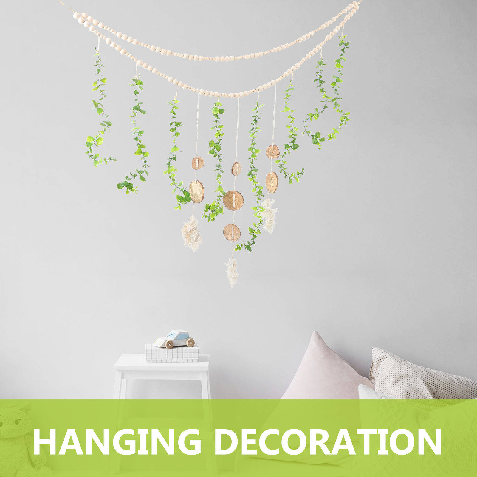 Macrame Для Отображения Фотографий На Стену Богемное Укрась Деревянными Бусинами 100.00X80.00X2.00Cm