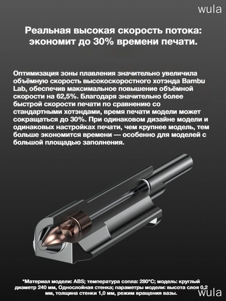 Сопло для 3D принтера Bambu Lab из карбида вольфрама 0.6 мм высокопропускное для быстрой печати дюза — фото 1