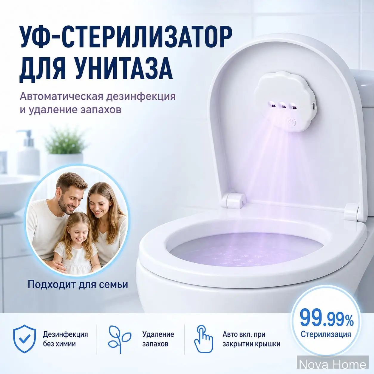 Стерилизатор ультрафиолетовый для унитаза с датчиком движения УФ лампа для унитаза и туалета, ультрафиолет, дезинфекция и удаление запахов