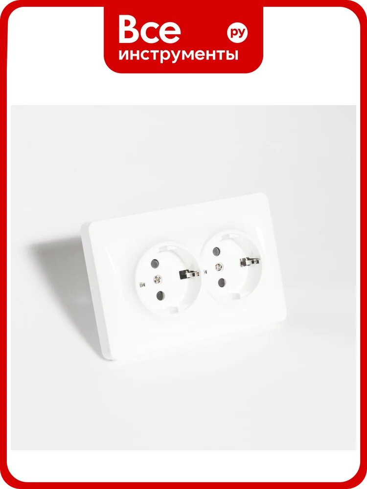Розетка электрическая 2x2К+З SPL, 16А, 220-250V (белый) 6 шт. 201003