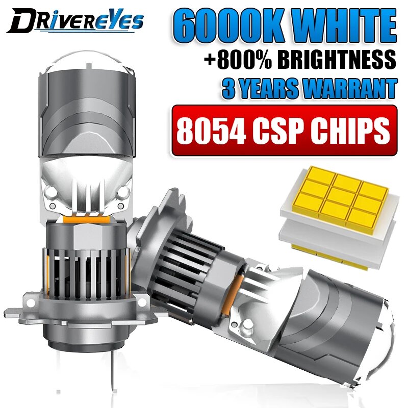 Светодиодные мини-линзы-проекторы H7 для фар H4 H11 H9 9005 HB3 9006 HB4 H8 Turbo 1:1, беспроводные, Plug&Play, 9 шт, 8054 чипа, противотуманные фары