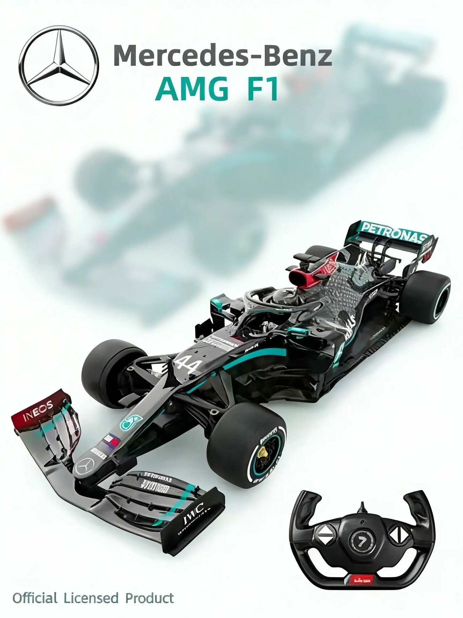 Электрический автомобиль с дистанционным управлением Mercedes-Benz F1, Hamilton, #44, гоночная модель Formula 1:12