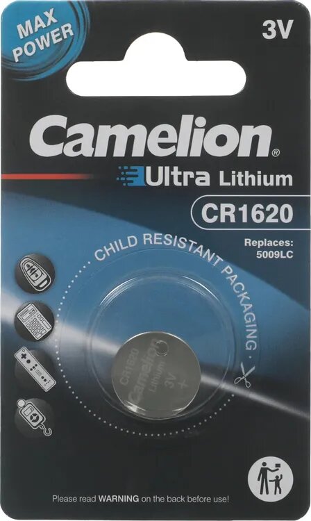 CR1620 Батарейка CAMELION Lithium CR1620-BP1, 1 шт