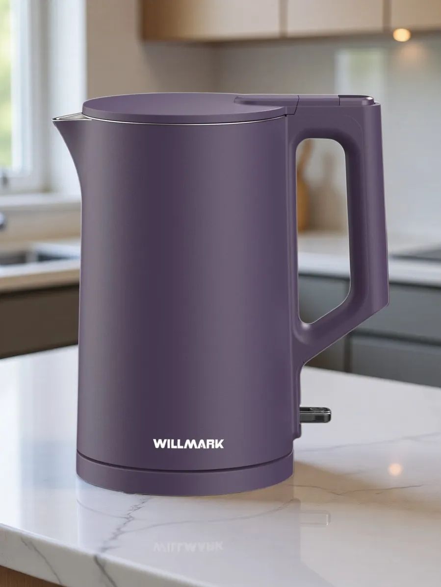Чайник WILLMARK WEK-1828PS, 1.8 л, 2000 Вт, двойные стенки, лиловый