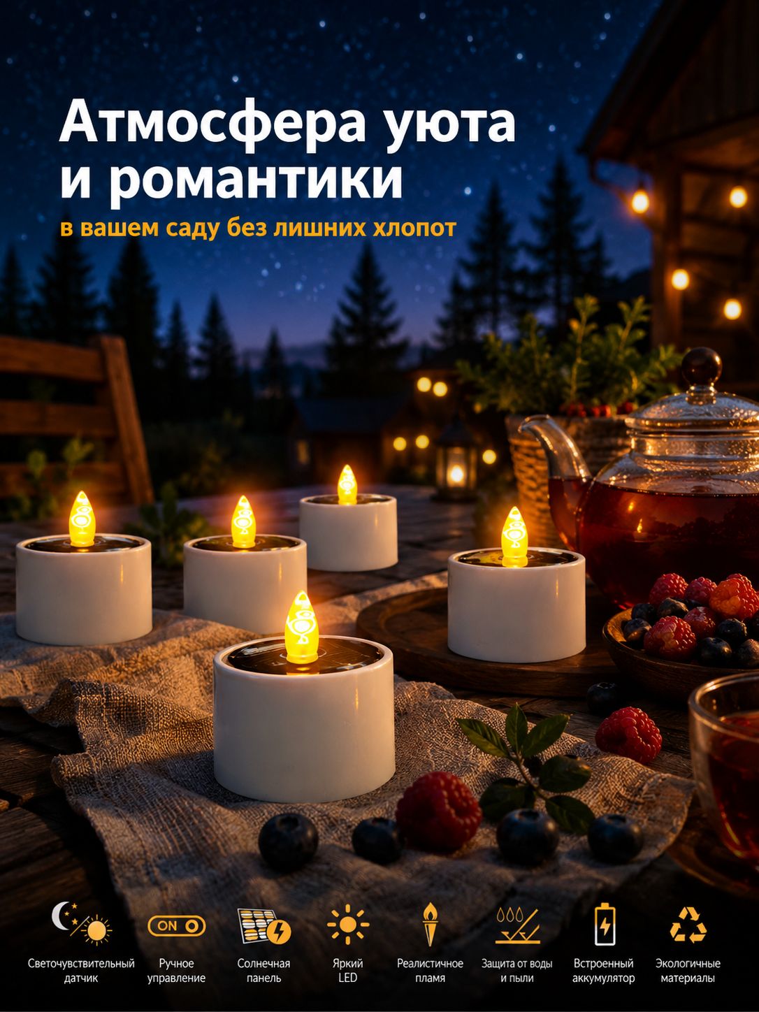 Светодиодные свечи на солнечной батарее уличные для декора сада и дачи, водонепроницаемый настольный светильник с эффектом мерцания живого пламени