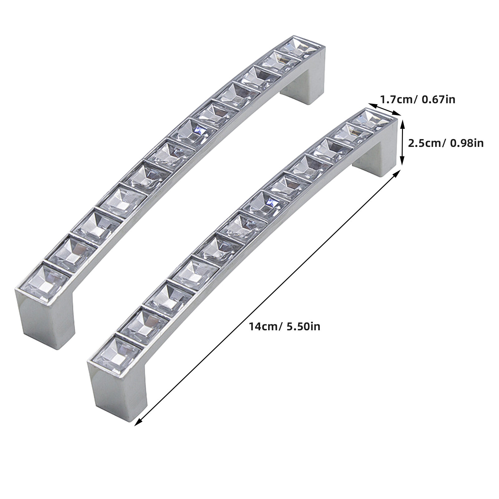 Дверная Ручка В Forme Кристалла Белого Цвета 13.00X2.50X1.70Cm В Комплекте 2 Штуки По 2.2Cm Винты Для Мебели