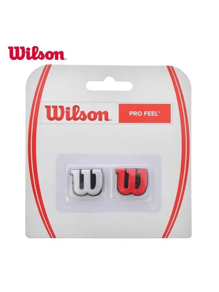 Виброгаситель Wilson Pro Feel для теннисной ракетки, набор из 2 шт, черный/серый, красный — фото 1