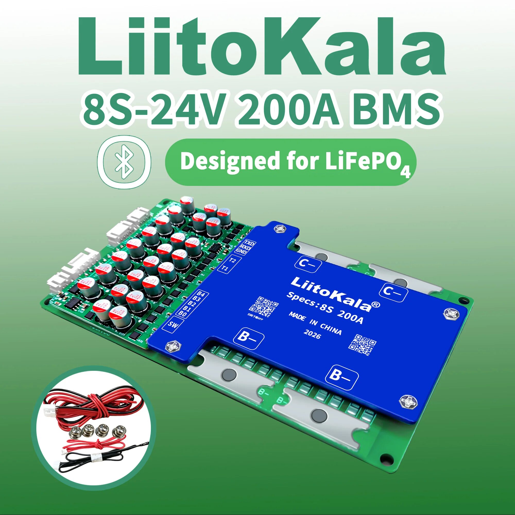 Балансировочная плата LiitoKala LiFePO4 4S 8S 16S Bluetooth 8S 24V200A