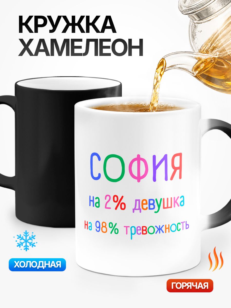 Кружка хамелеон с приколом с именем София