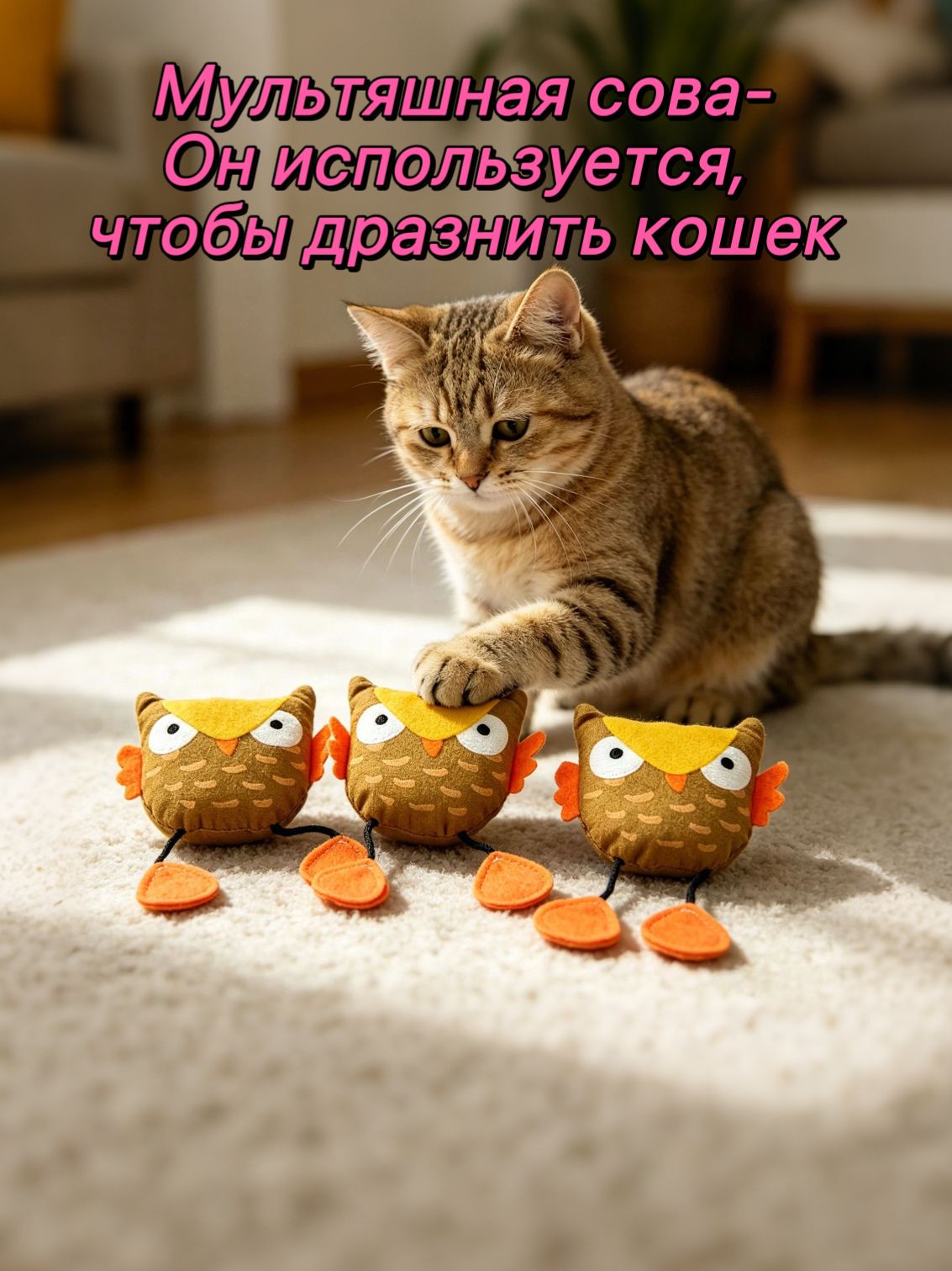 Мягкая мультяшная сова, Игрушки для кошек