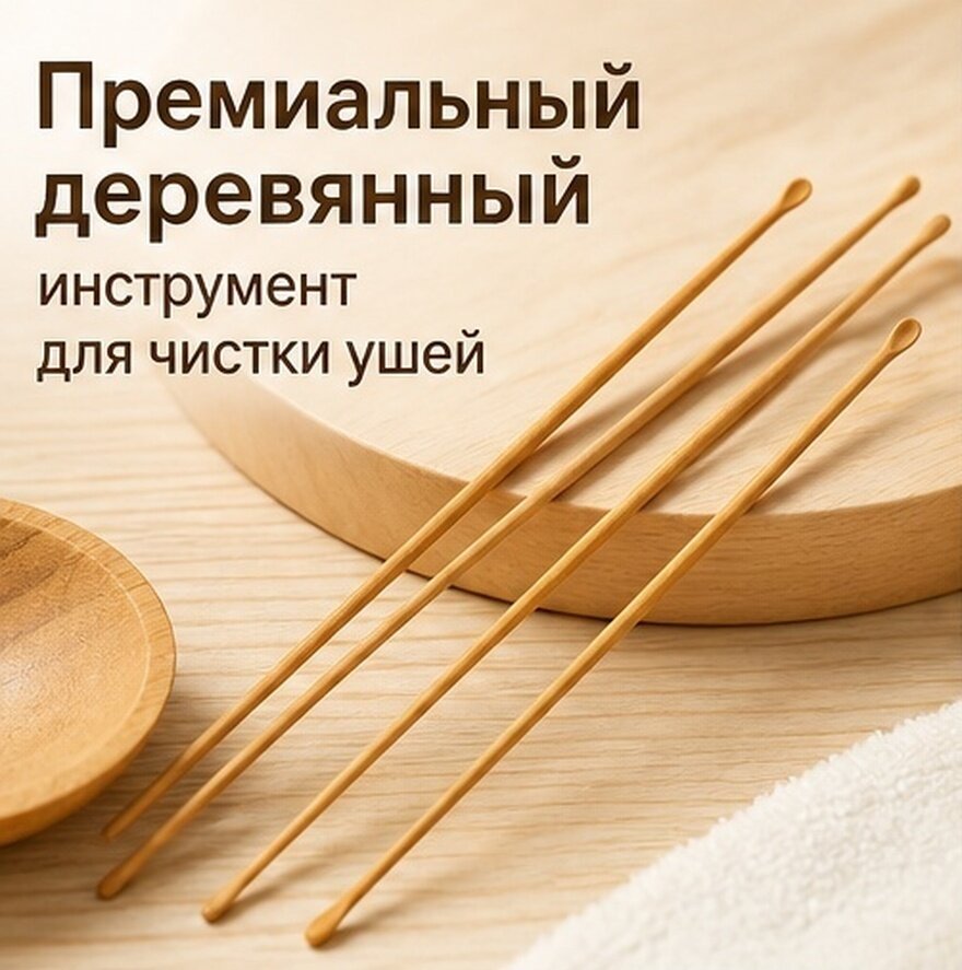 Приспособление для чистки ушей из угольной бамбуковой древесины, деревянная кurette, 1 штук