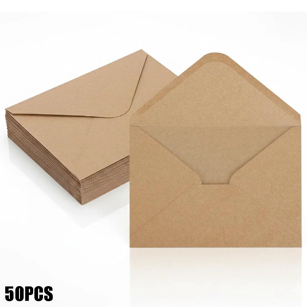 Конверты из крафт-бумаги для открыток и приглашений 50PCS