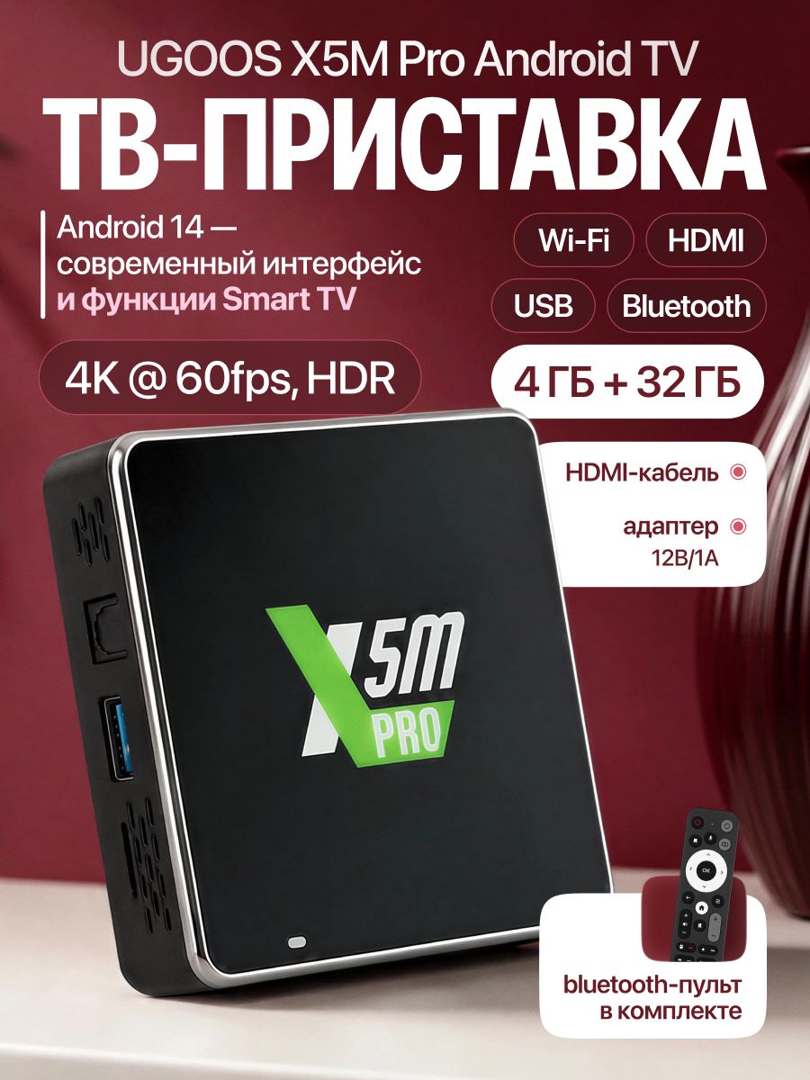 ТВ-приставка UGOOS X5M Pro Android TV / Смарт ТВ приставка
