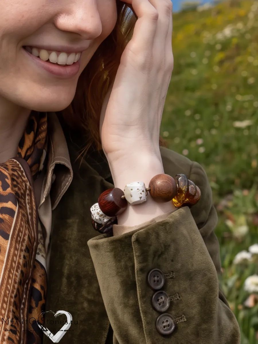 Браслет myartofstones, янтарь