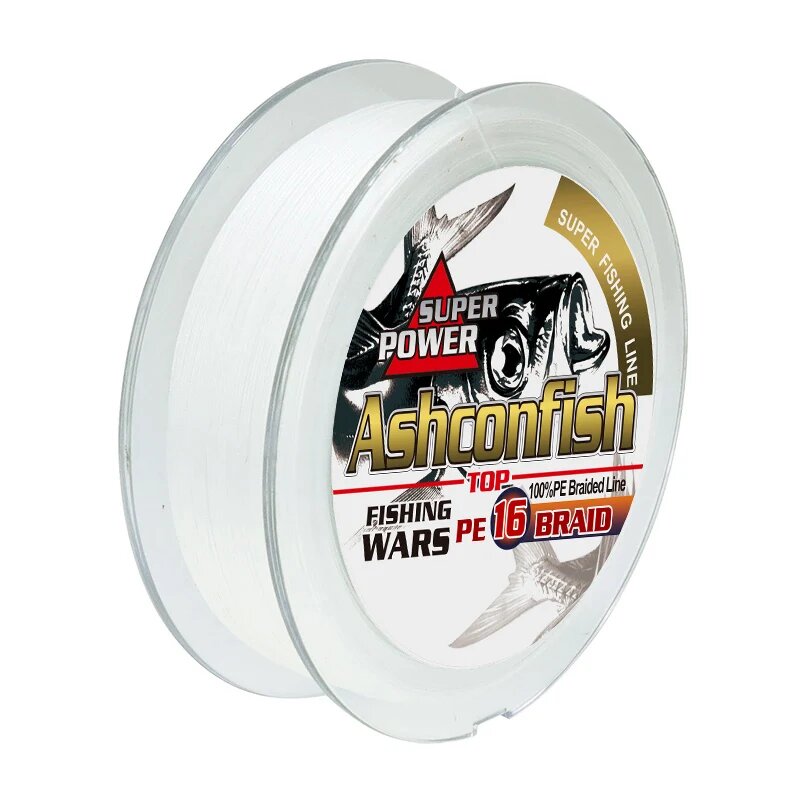 Ashconfish плетеные вспомогательные крючки леска 30/50 м 16 нитей 130-300LB 50m 130LB, Белый, White