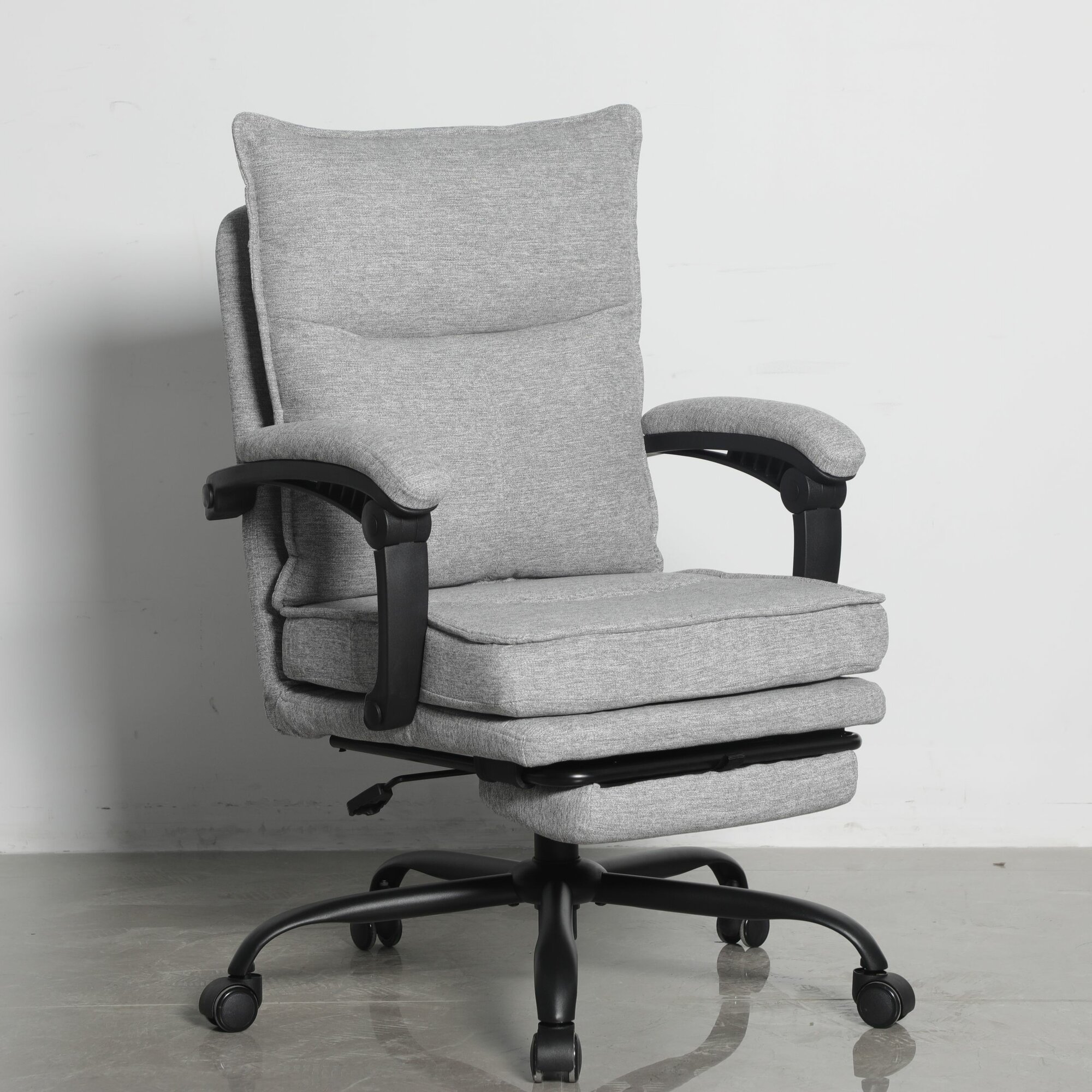 Кресло офисное TopChairs 6078A, обивка рогожка, цвет светло-серый