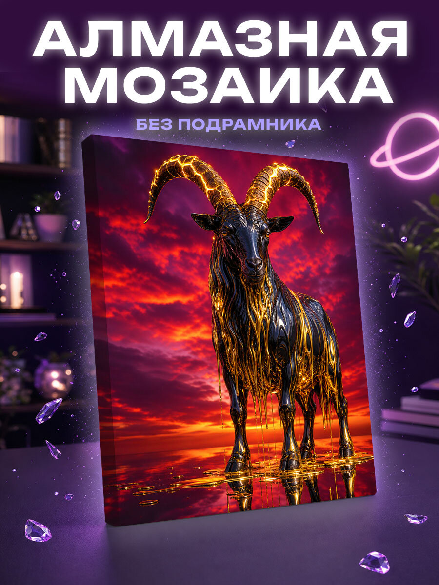 Алмазная мозаика Козёл из чёрного золота