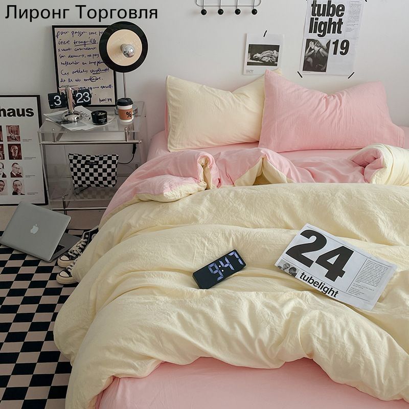 Комплект постельного белья 2-спальный вареный хлопок 150x200, 180x220 см, наволочки 48x74, простыня 180x230 см