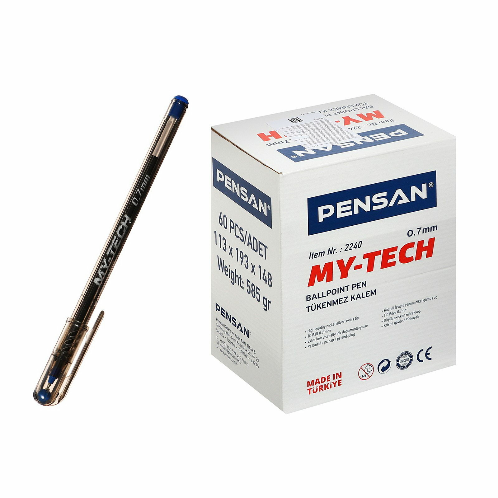 Ручка шариковая масляная My-Tech, узел-игла 0.7 мм, чернила синие + дисплей, 60 шт.