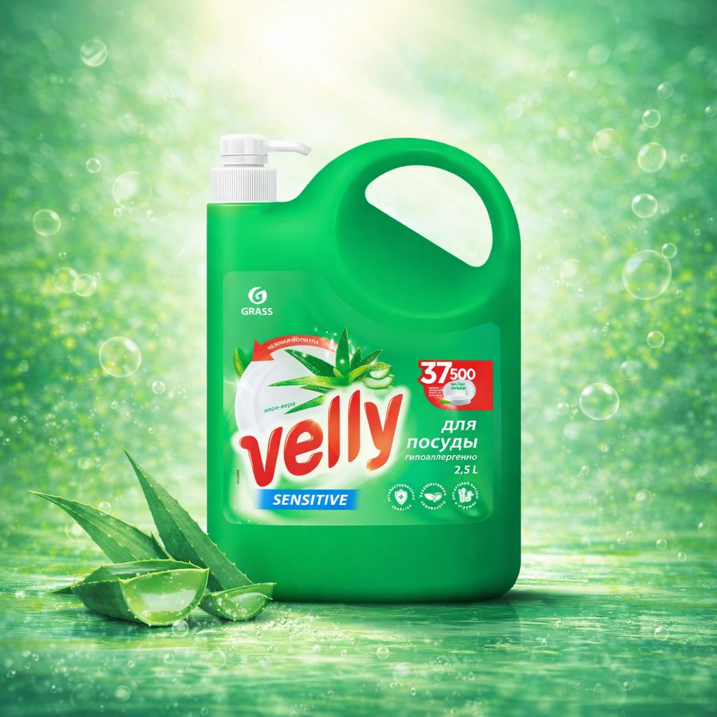 Средство для мытья посуды "Алоэ вера" Velly Sensitive 2,5л дозатор