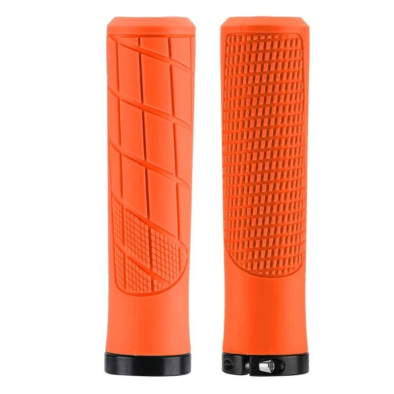 Велосипедные ручки MTB алюминиевые резиновые 22мм Orange