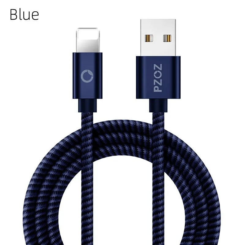 PZOZ Usb кабель зарядка для iphone кабель 14 13 12 11 pro max Xs Xr X SE 2 8 7 6 plus Синий, Blue 2m