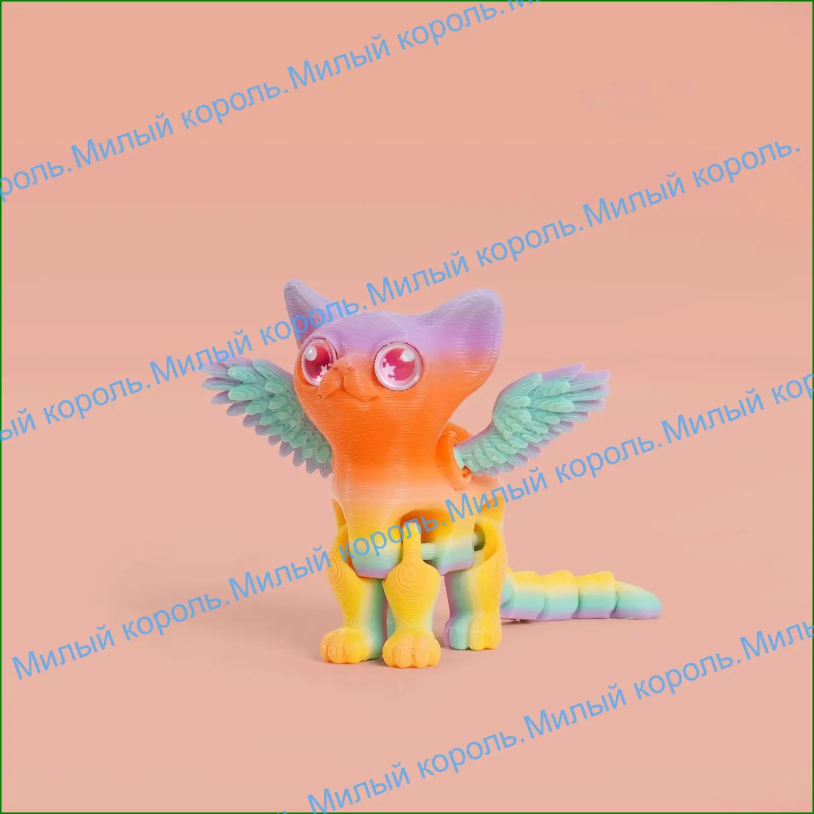 3D фигурка для кошки желтая из пластика, игрушка-фигурка в виде животного, декоративная статуэтка для дома и офиса