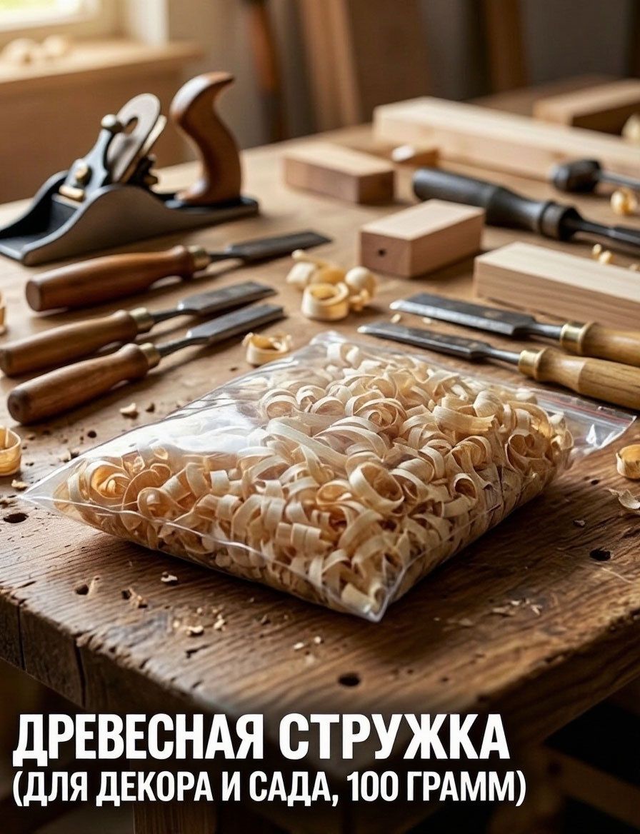 Древесная стружка из сосны, наполнитель для подарков 100 грамм