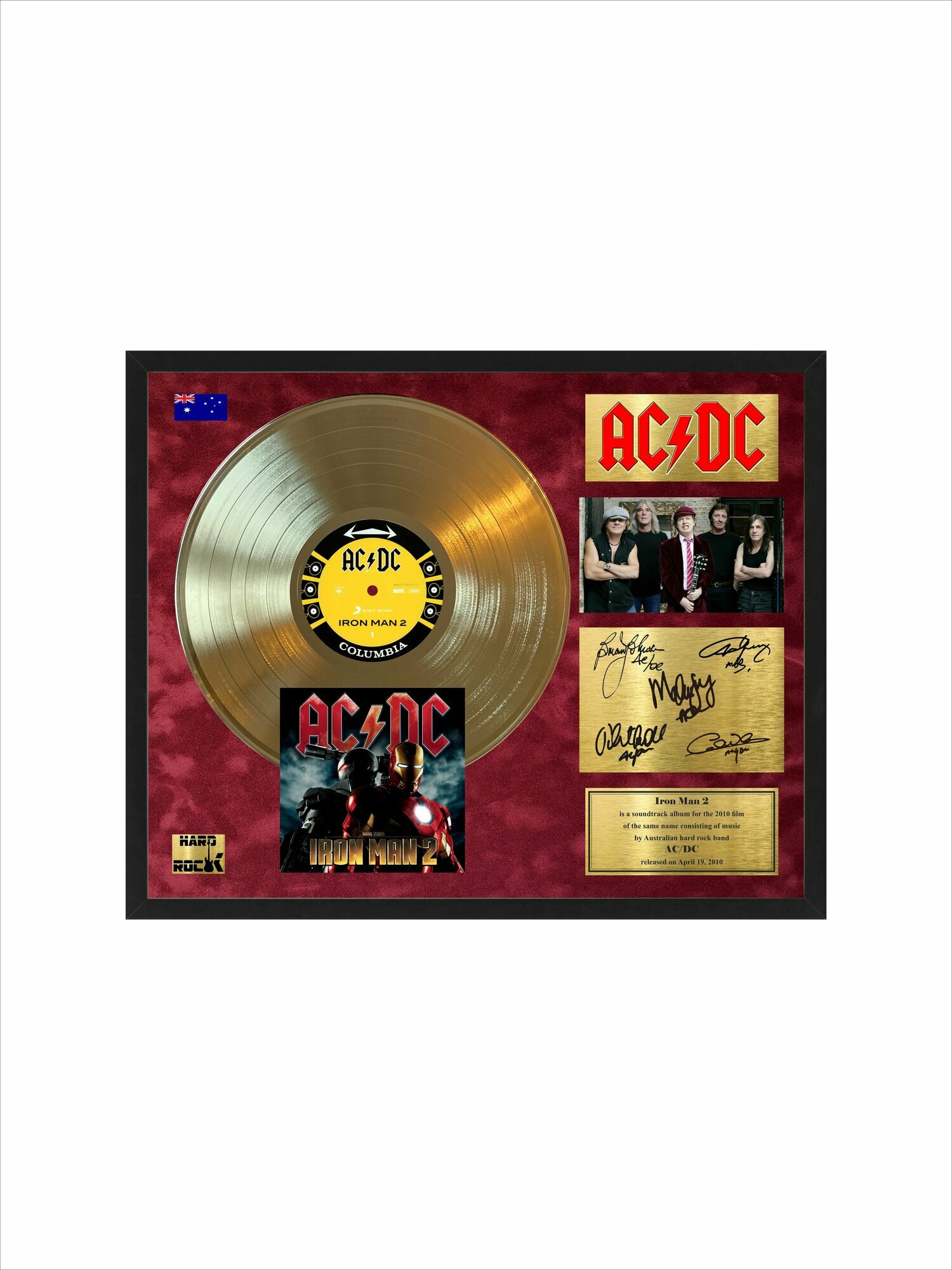 Золотая виниловая пластинка AC/DC iron man в рамке