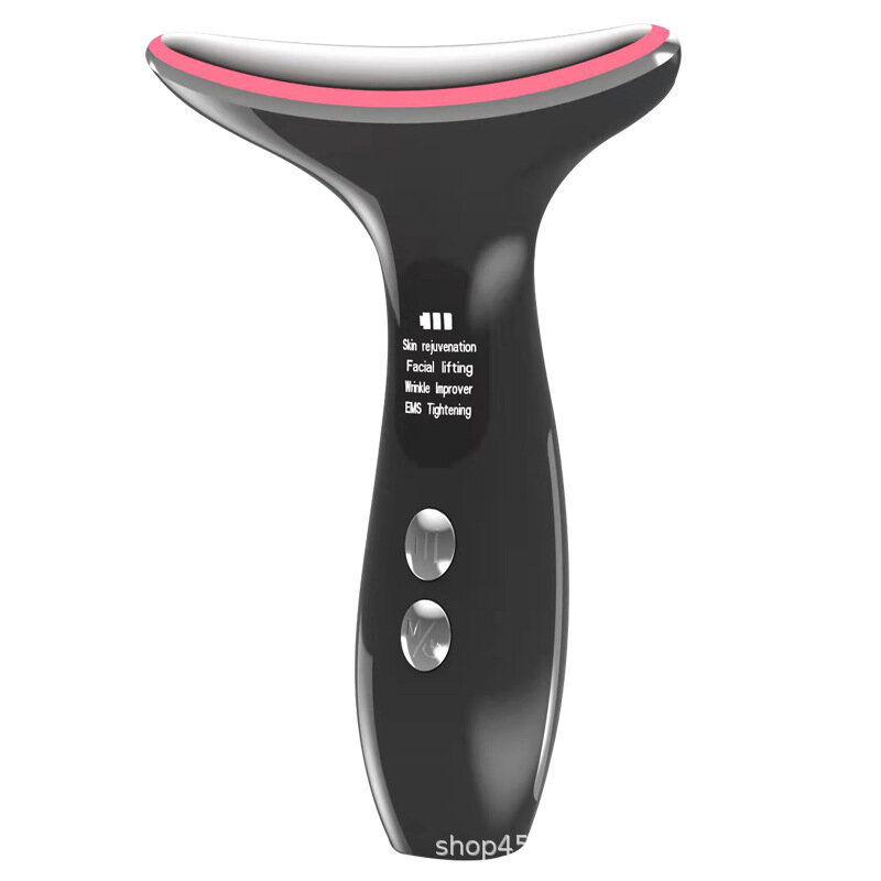 Массажер для шеи с EMS микротоком и LED подсветкой, anti-wrinkle, цвет: Черный