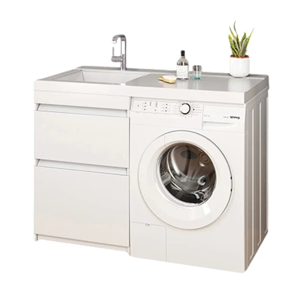 Тумба с раковиной Mixline Созвездие 120 L напольная, 120 см, белая, из МДФ, с ящиками, раковина для ванной, из искусственного мрамора, прямоугольная