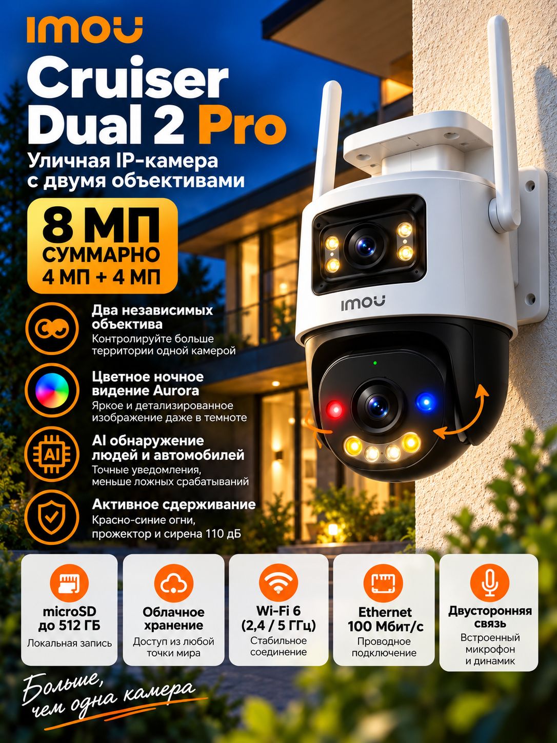 IMOU Cruiser Dual 2 Pro Aurora IM-IPC-S7XFP-8U0WED-imou камера видеонаблюдения WIFI уличная поворотная 8Мп