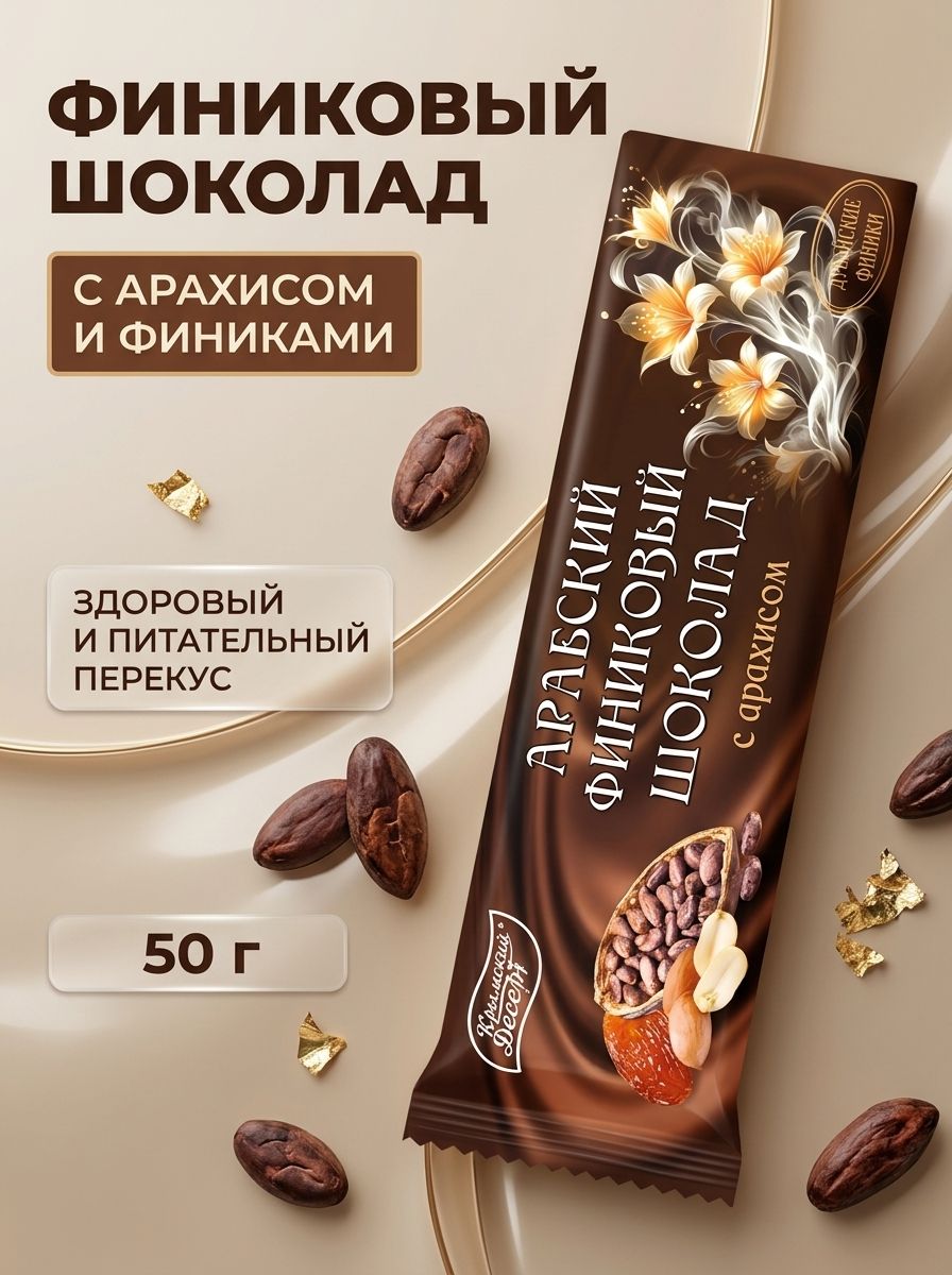 Финиковый шоколад с арахисом без сахара 50 г