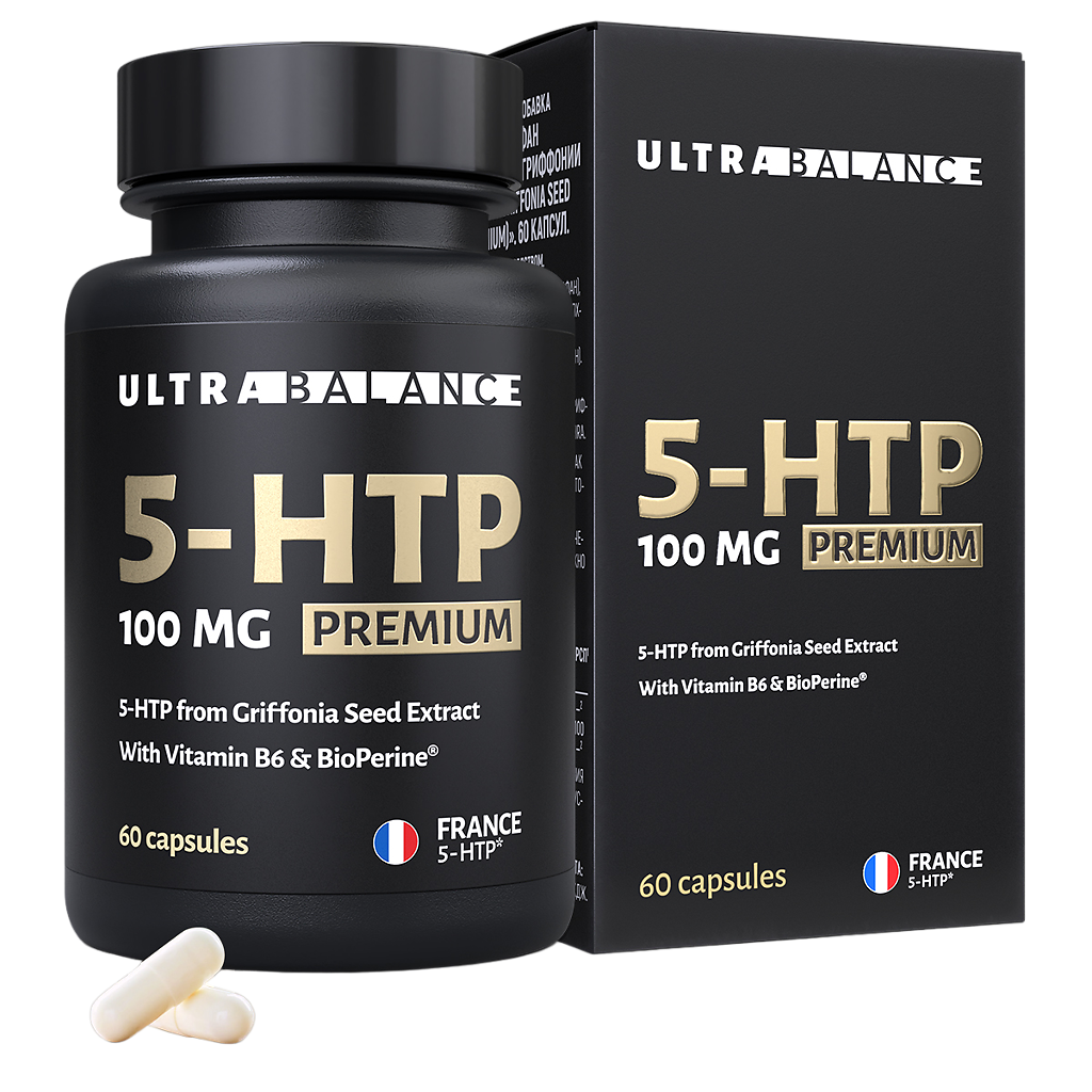 5-Гидрокситриптофан 100 мг из экстракта семян Гриффонии/5-HTP Griffonia seed extract Premium UltraBalance капсулы массой 400 мг 60 шт