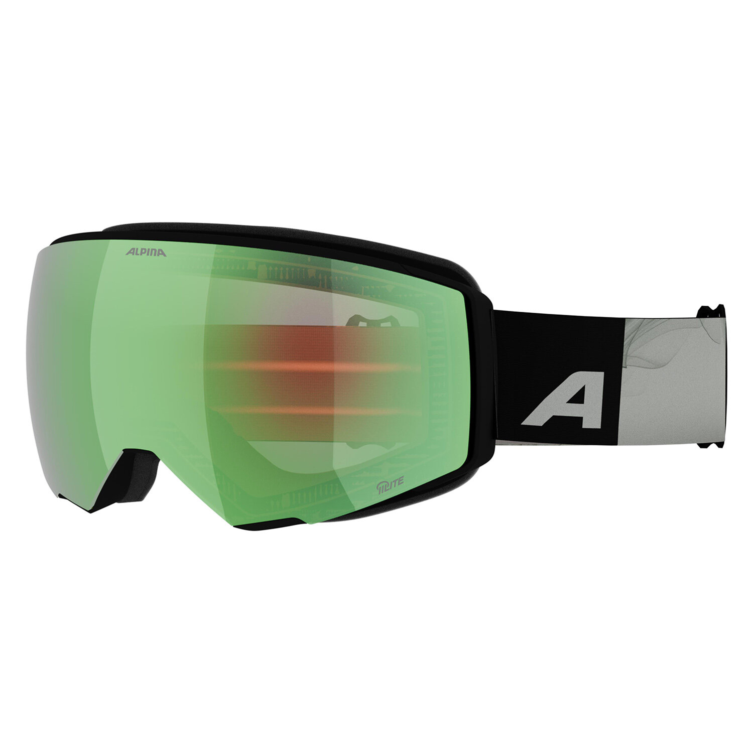 Маска горнолыжная ALPINA Granby 2 Q-Lite Black-Green Matt/Q-Lite Green S2 (US: M)